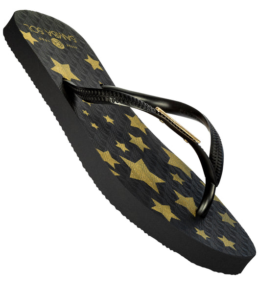 Samba Sol Women’s Fashion Collection Black Stars Flip Flop | Samba Sol